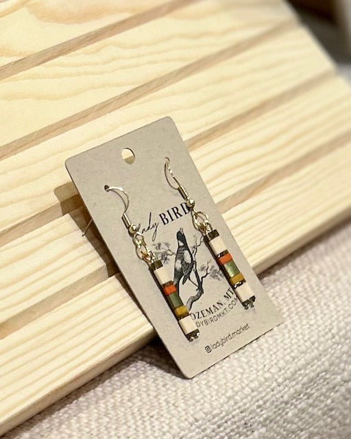 Harvest Patterned Beaded Tile Dangle Earrings Take 2 – Lady Bird Market